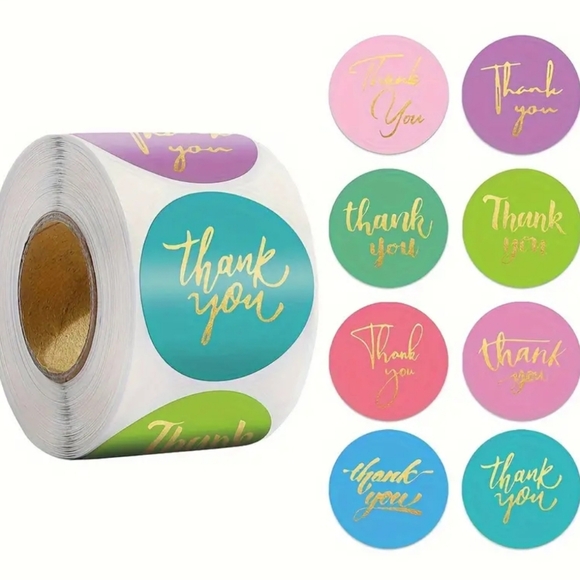 Office | 50 Pcs 1in Thank You Sticker Roll | Poshmark